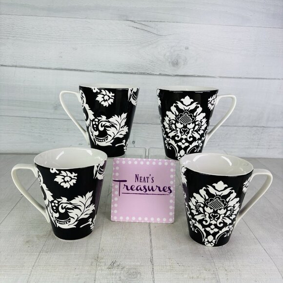 hOme | Dining | Home Target Damask Black White Scroll Floral Stoneware ...